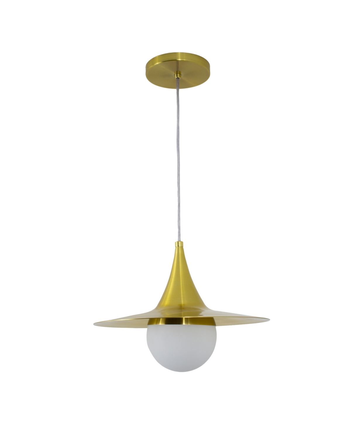 Lustre Pendente Cone Funil Sax Bola Globo Dourado 284 – IluminaMundo