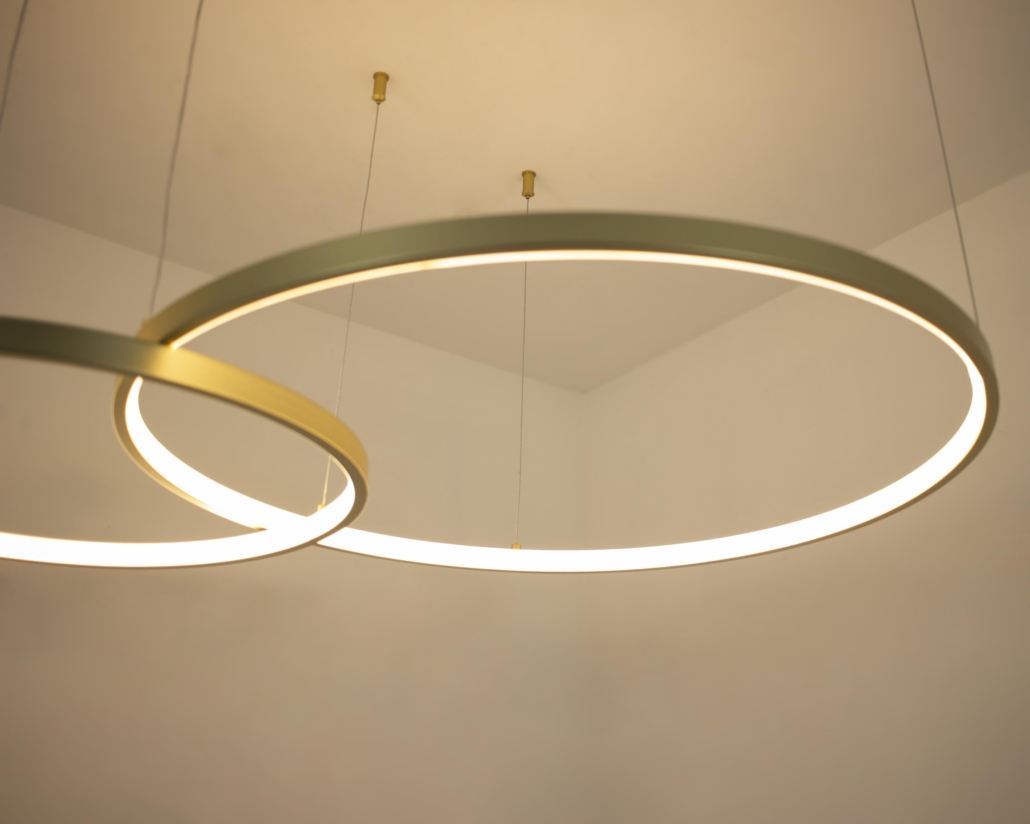 Pendente Daire Dourado Led 110W 3000K 4 Aros Arco Anéis Circular ...