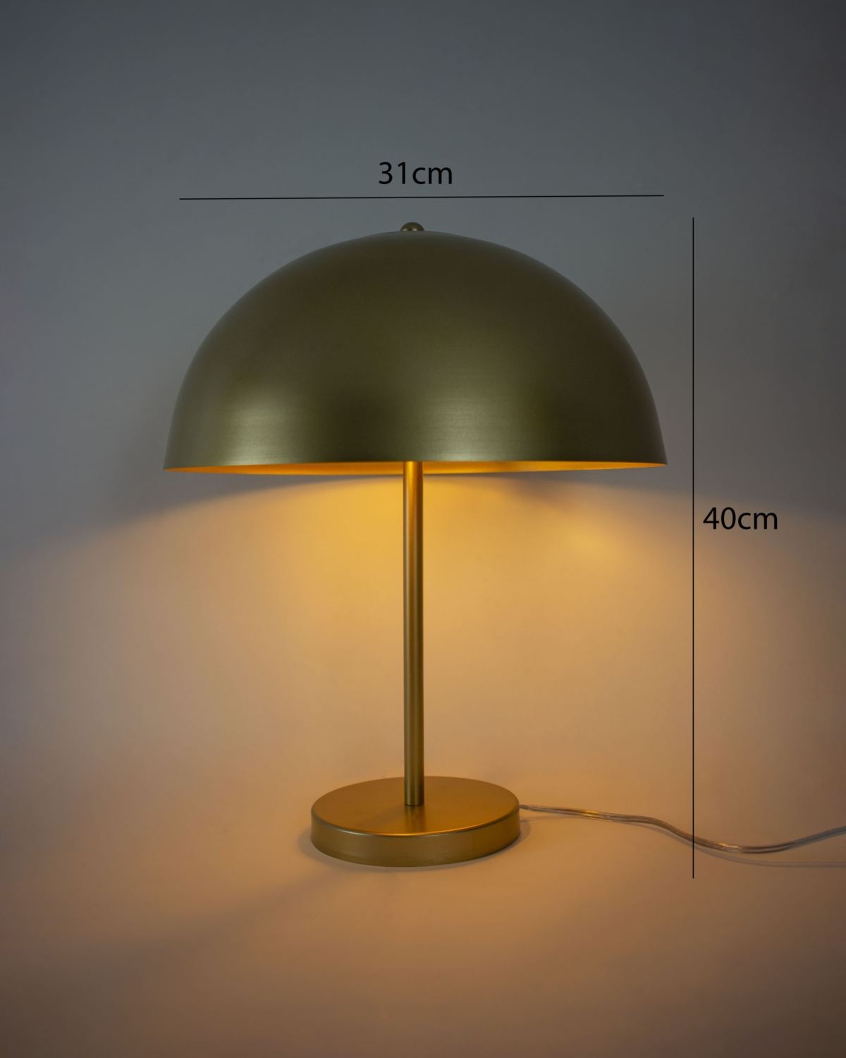 Lustre Abajur Meia Bola Dourada 297 – IluminaMundo