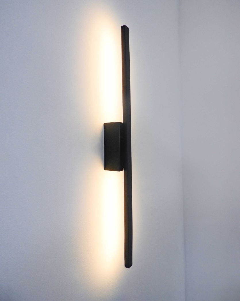 Lustre Arandela Linear Fit Slim 60cm Led 10W 3000K Preto 366 – IluminaMundo