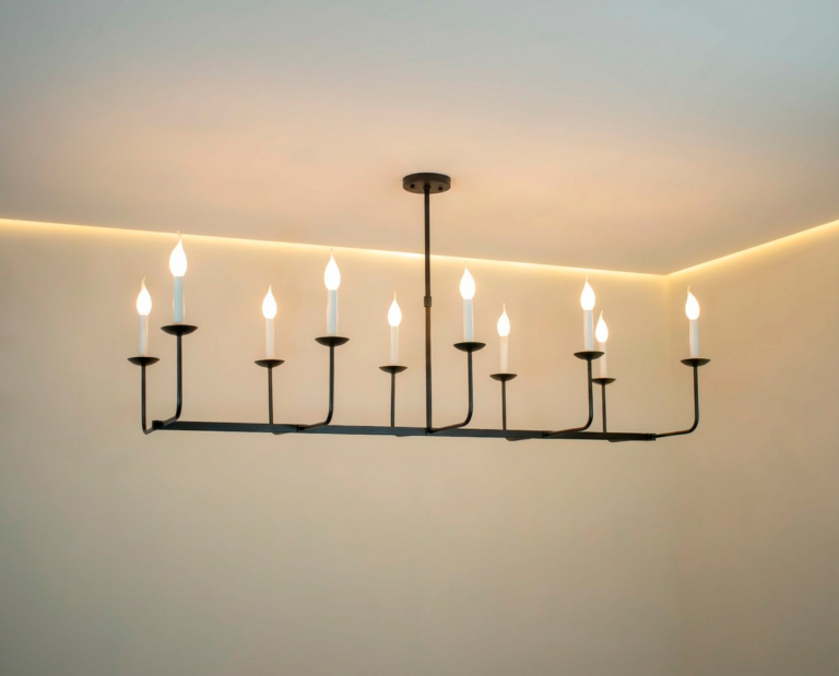 Lustre Pendente Retangular Candelabro Vela 10 Preto 725 – IluminaMundo